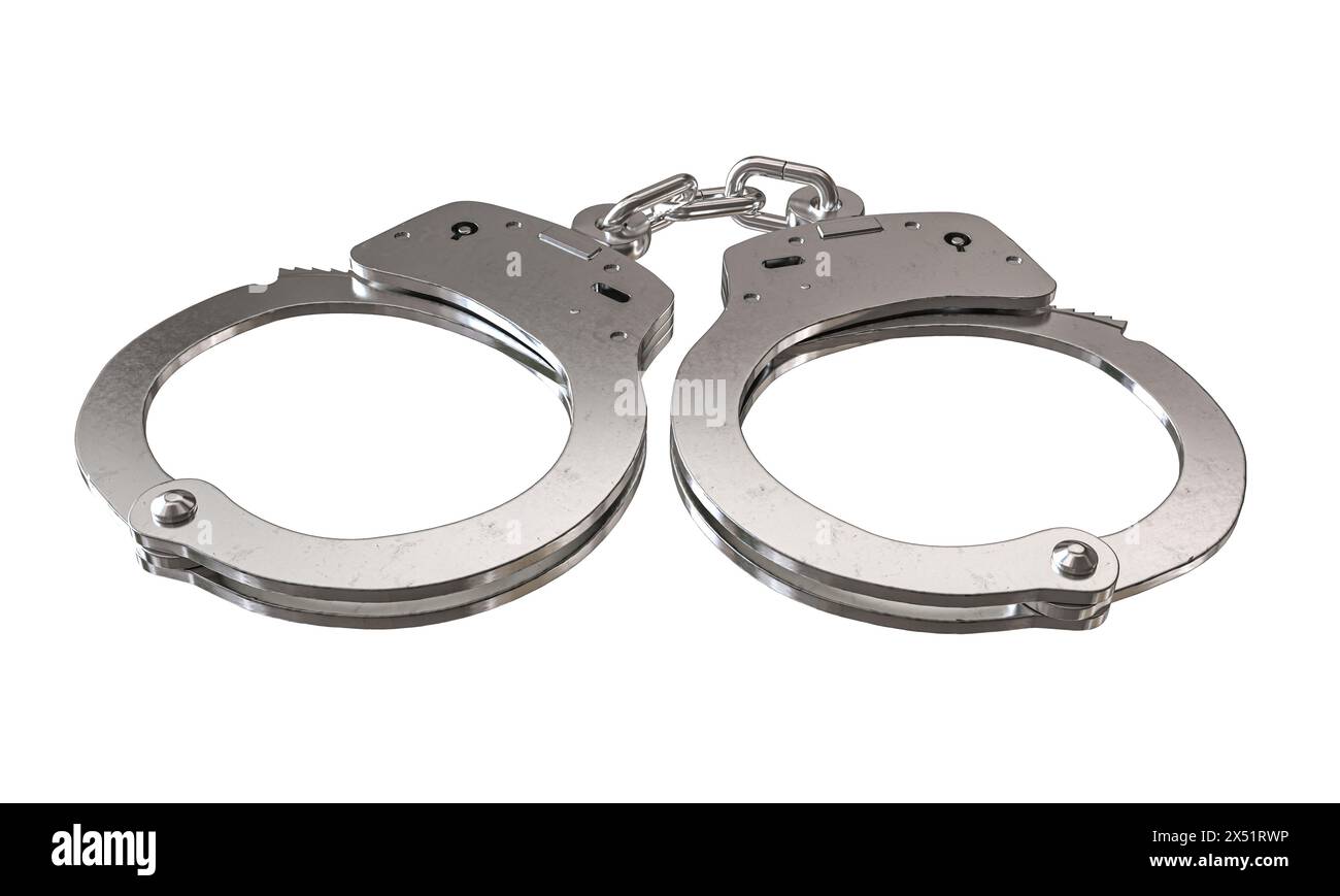 Open metal handcuffs on transparent background. 3d render Stock Photo ...