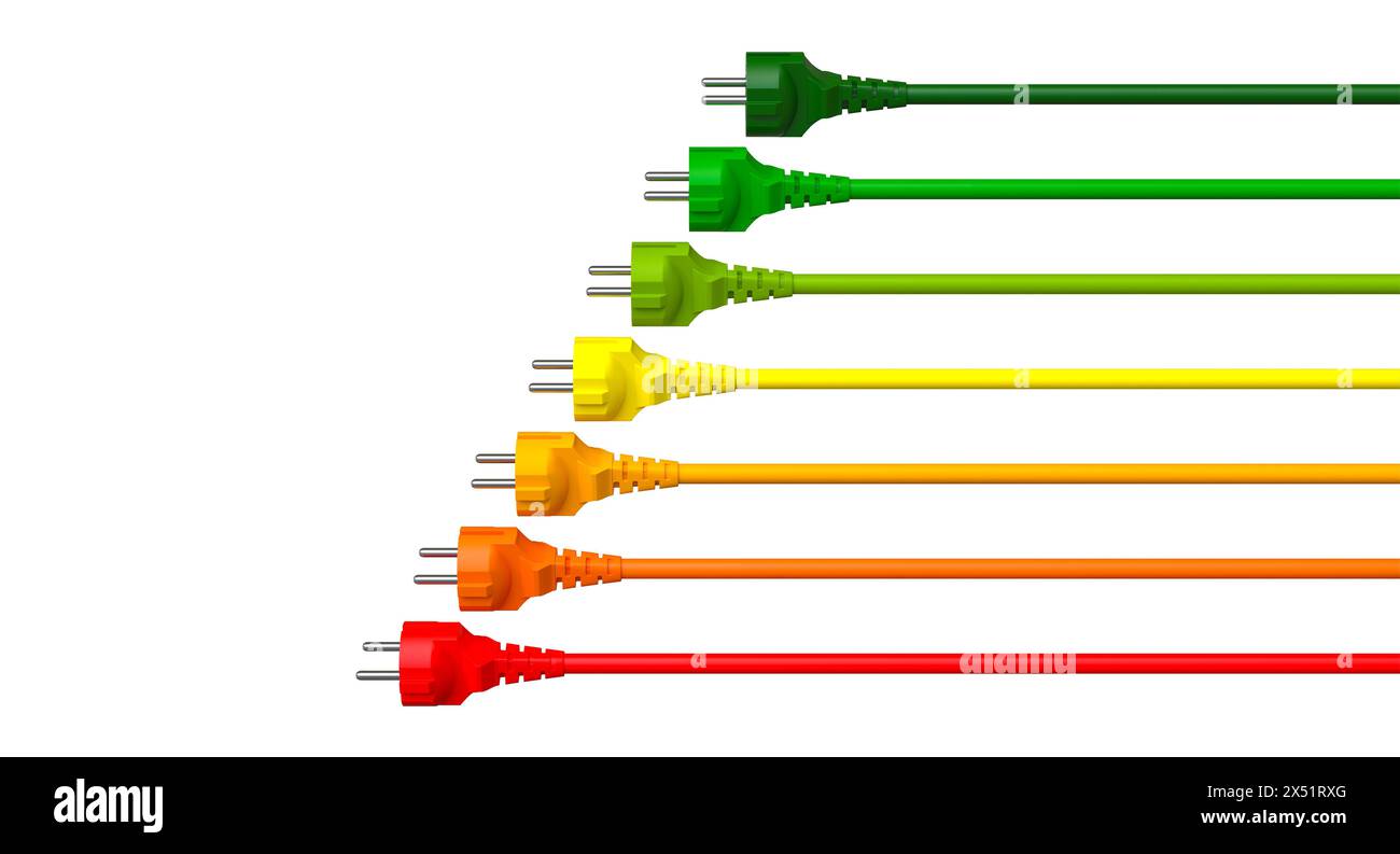 Colorful power cables isolated on transparent background 3d render ...