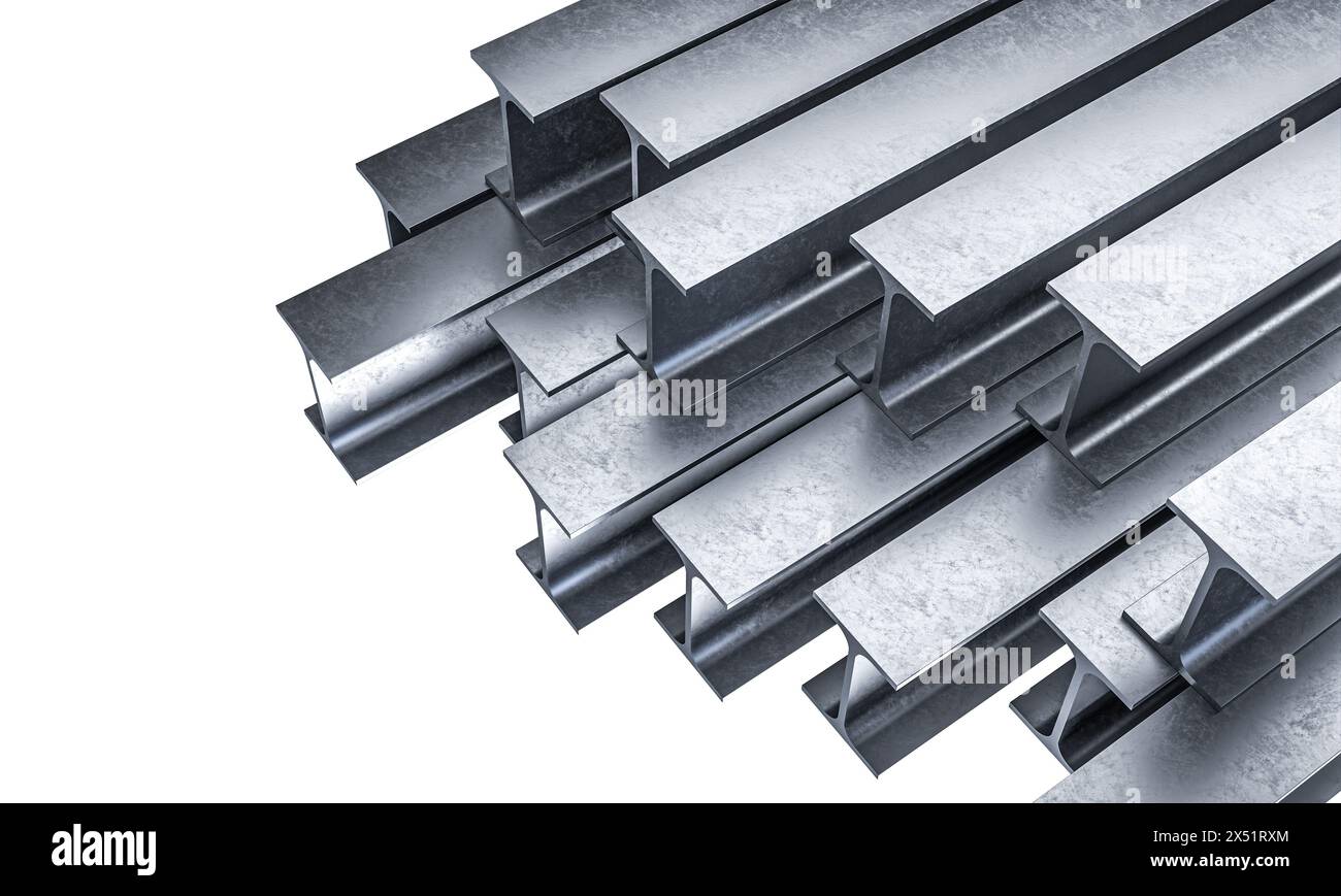 Metal profile bars on transparent background 3d render Stock Photo - Alamy