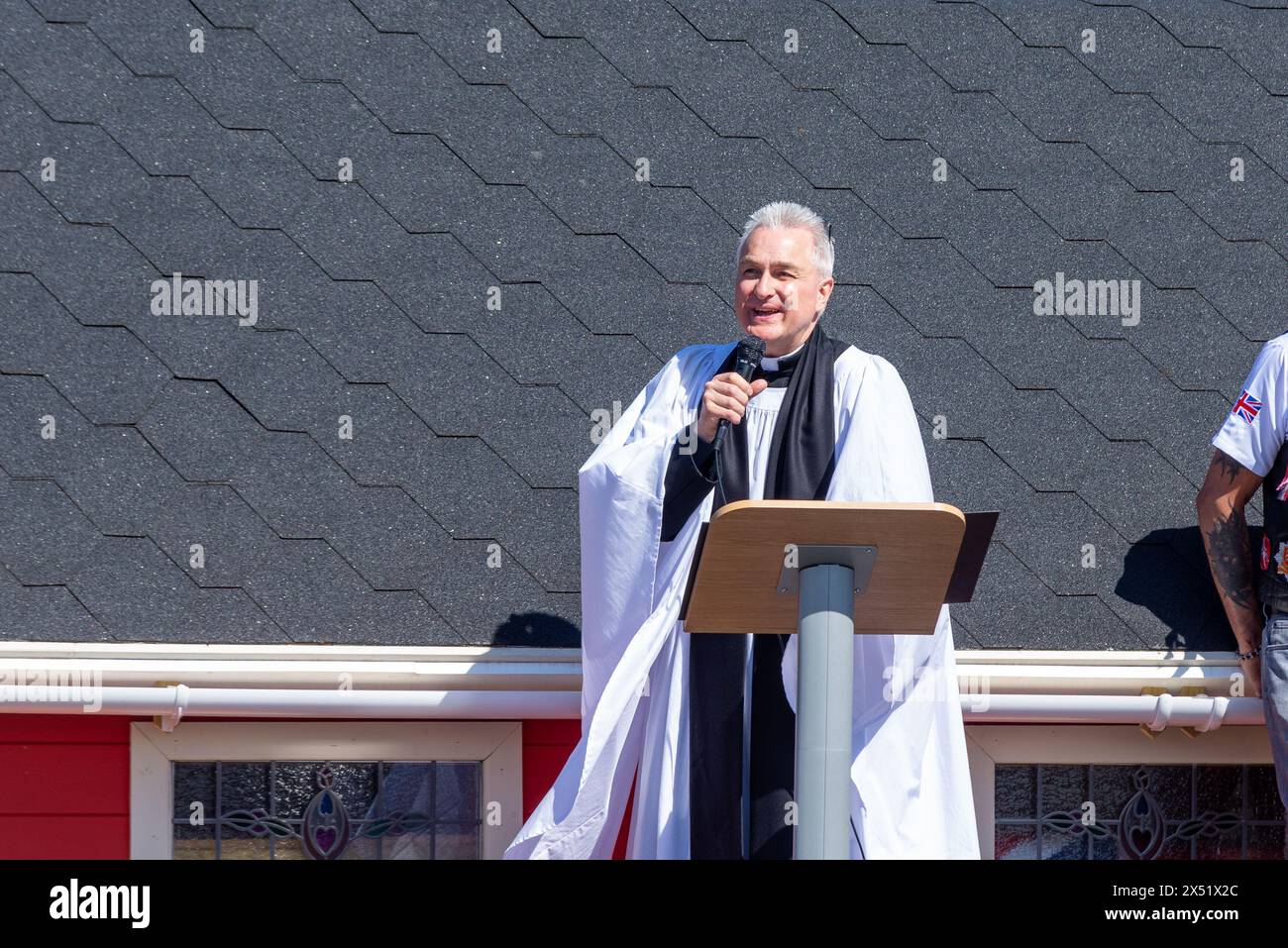 Revd John Bloomer speaking at the unveiling and opening of the National ...