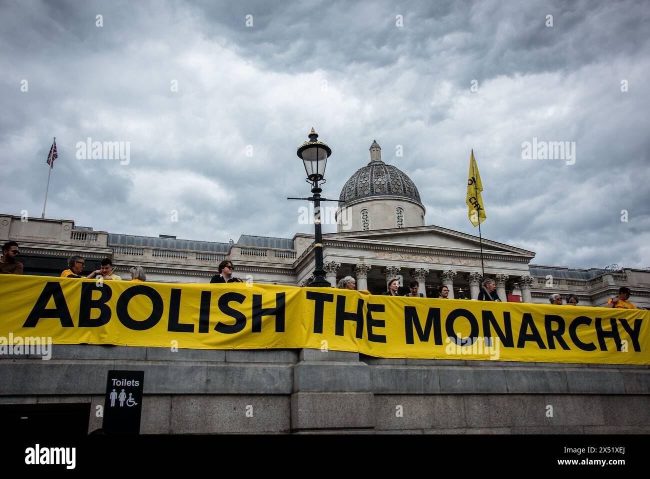 London, UK. 05th May, 2024. A large banner is displayed during the ...
