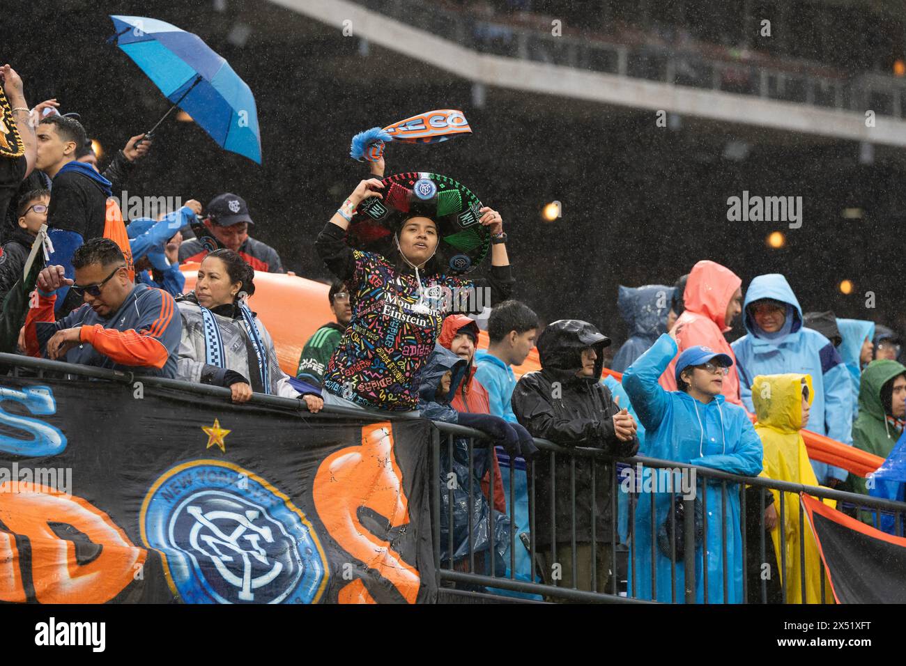 NYCFC fan in traditional Mexican sombrero hat cheers during MLS regular ...
