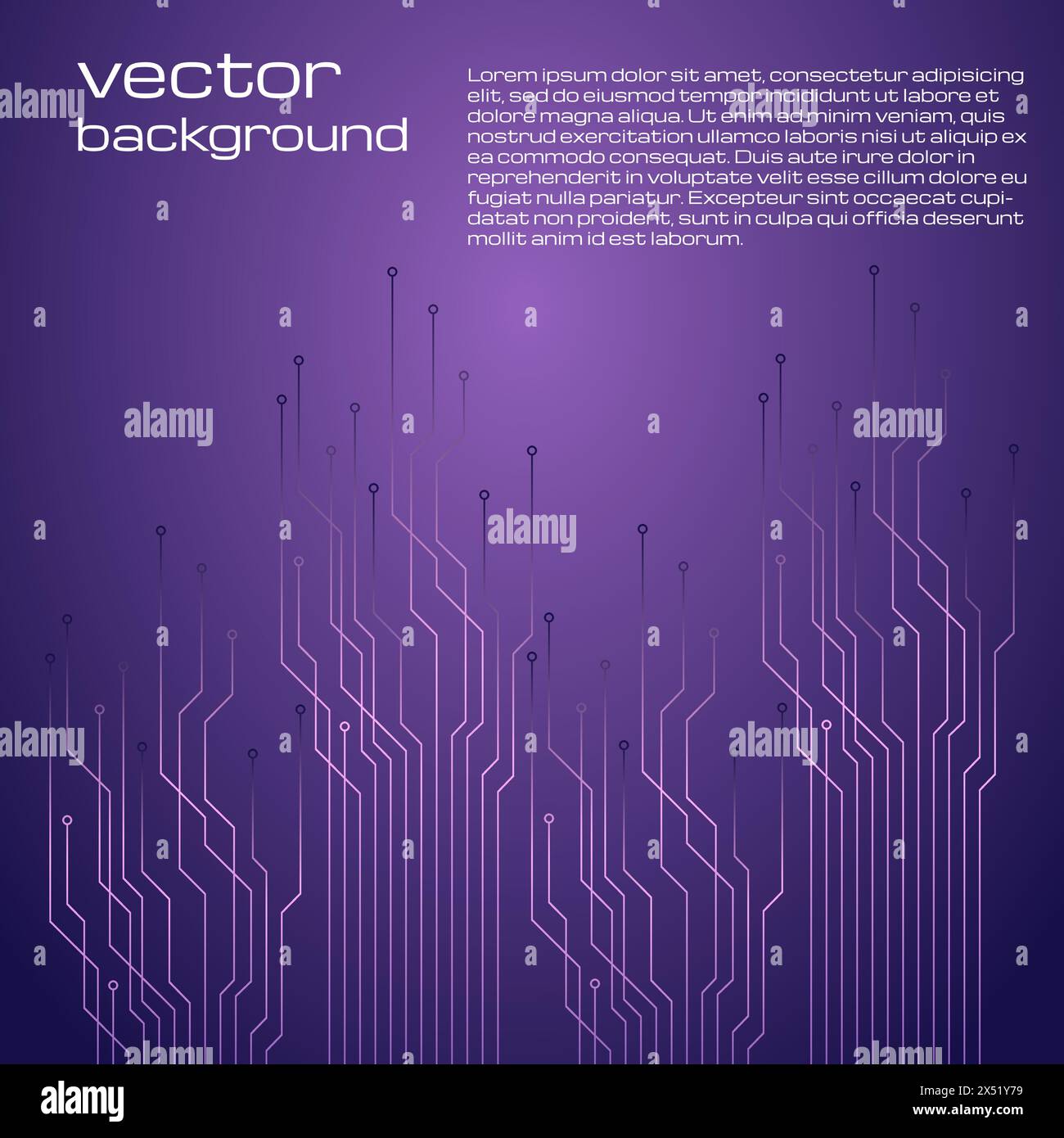 Abstract Technological Purple Background With Elements Of The Microchip Circuit Board