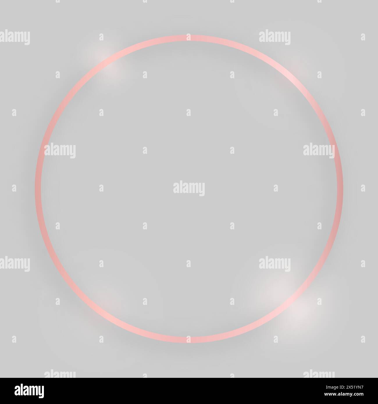 Shiny frame with glowing effects. Rose gold round frame with shadow on ...