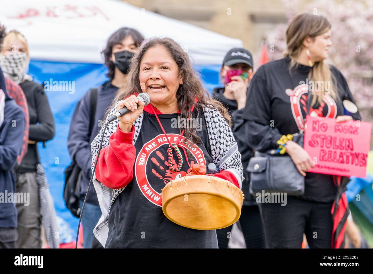 Indigenious activist talks on behalf of Red Dress Day, the National Day ...