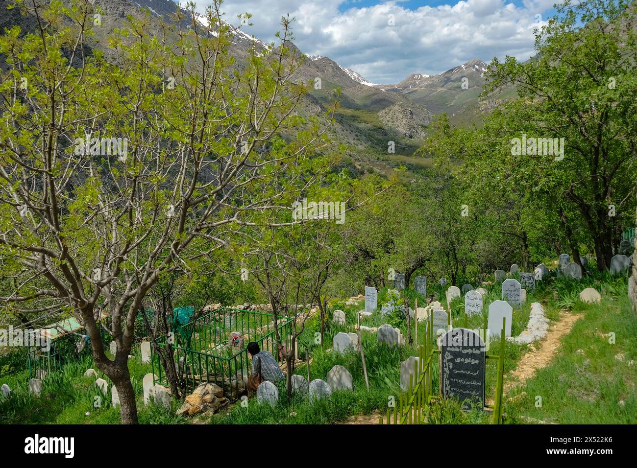 Uraman Takht, Iran - April 15, 2024: Views of the Uraman Takht cemetery ...