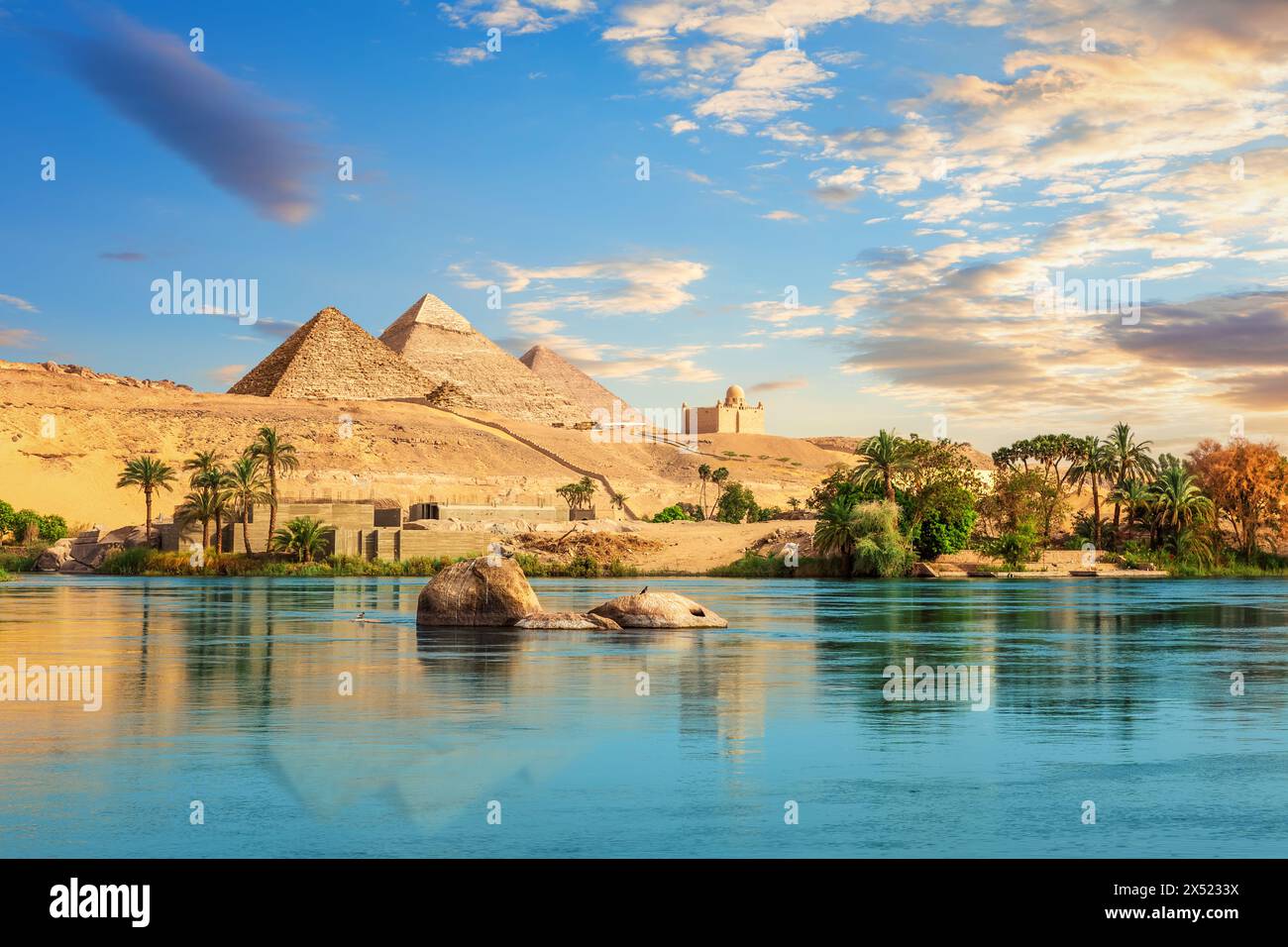 Ancient rocks in the Nile on the way to pyramids, Aswan, Egypt Stock ...