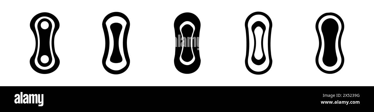 Set of Black and white Daily liners. Panty liners illustration. Daily ...