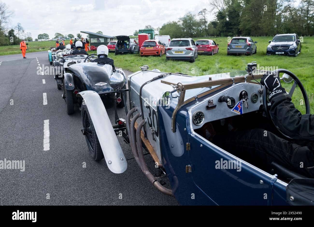 Vintage open top cars competing in the V.S.C.C. Curborough Speed trials ...