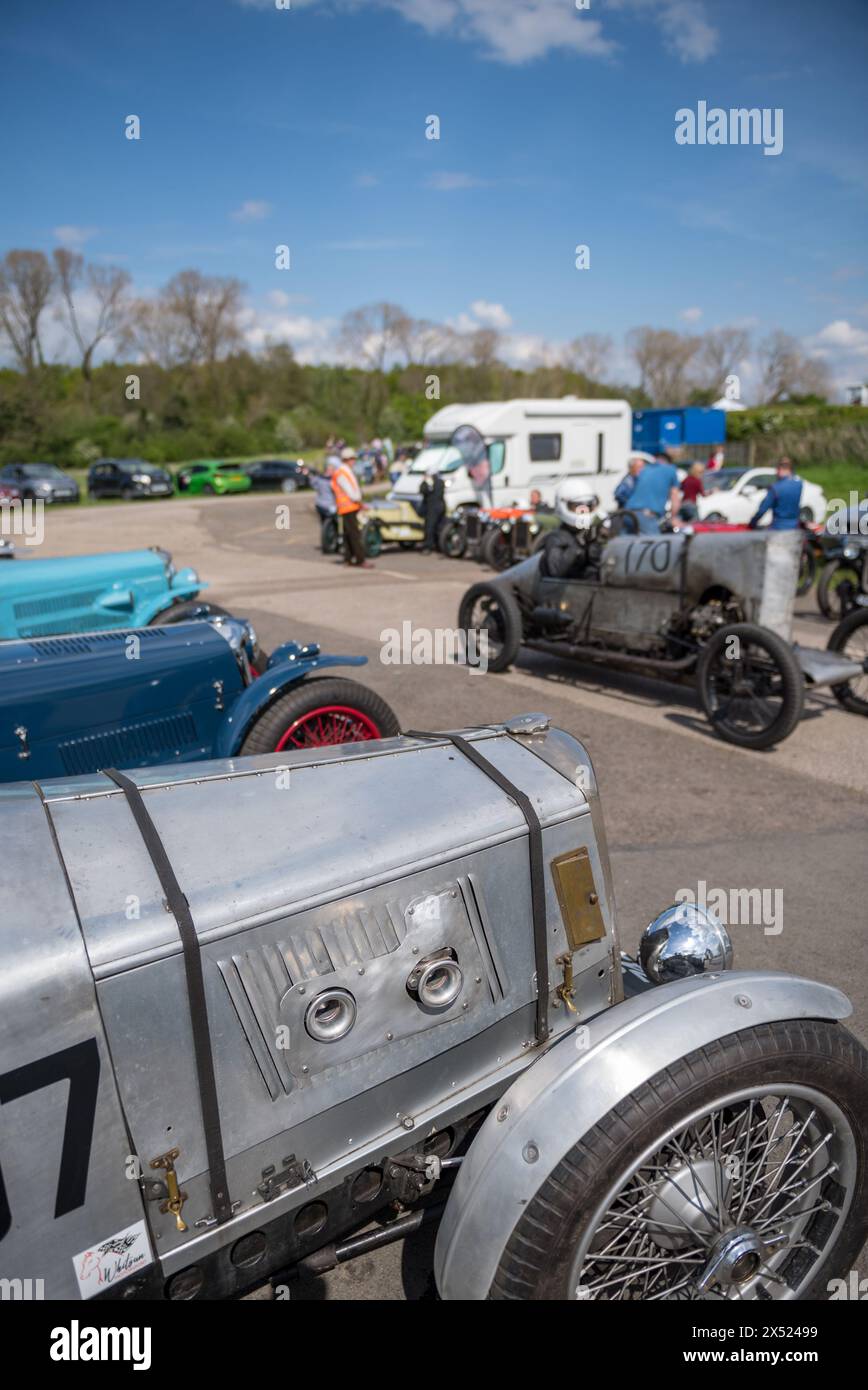 Vintage open top cars competing in the V.S.C.C. Curborough Speed trials ...