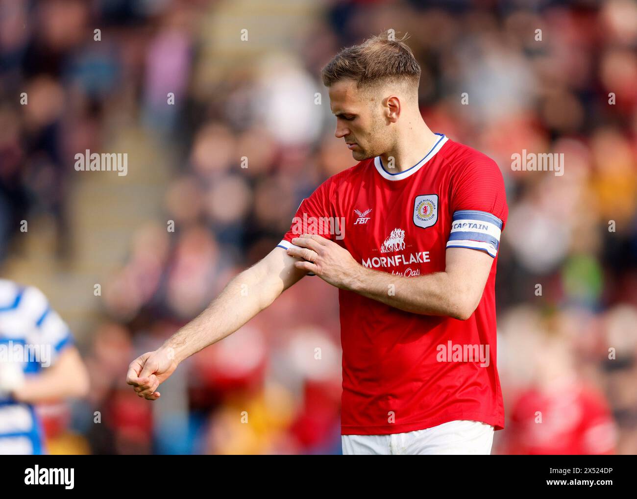 Crewe Alexandra's Mickey Demetriou appears dejected during the Sky Bet ...