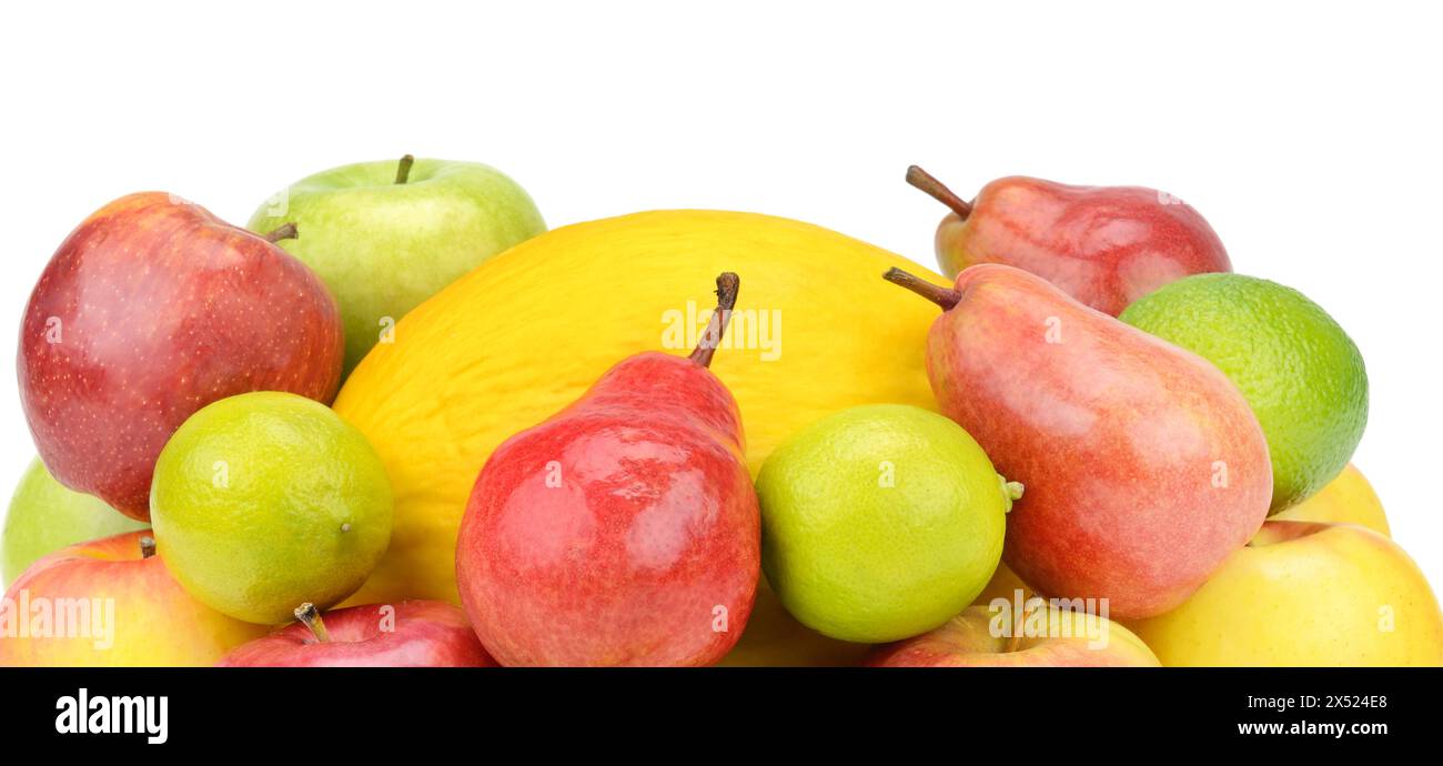 Fruits isolated on a white background. Healthy food. Wide photo Stock ...