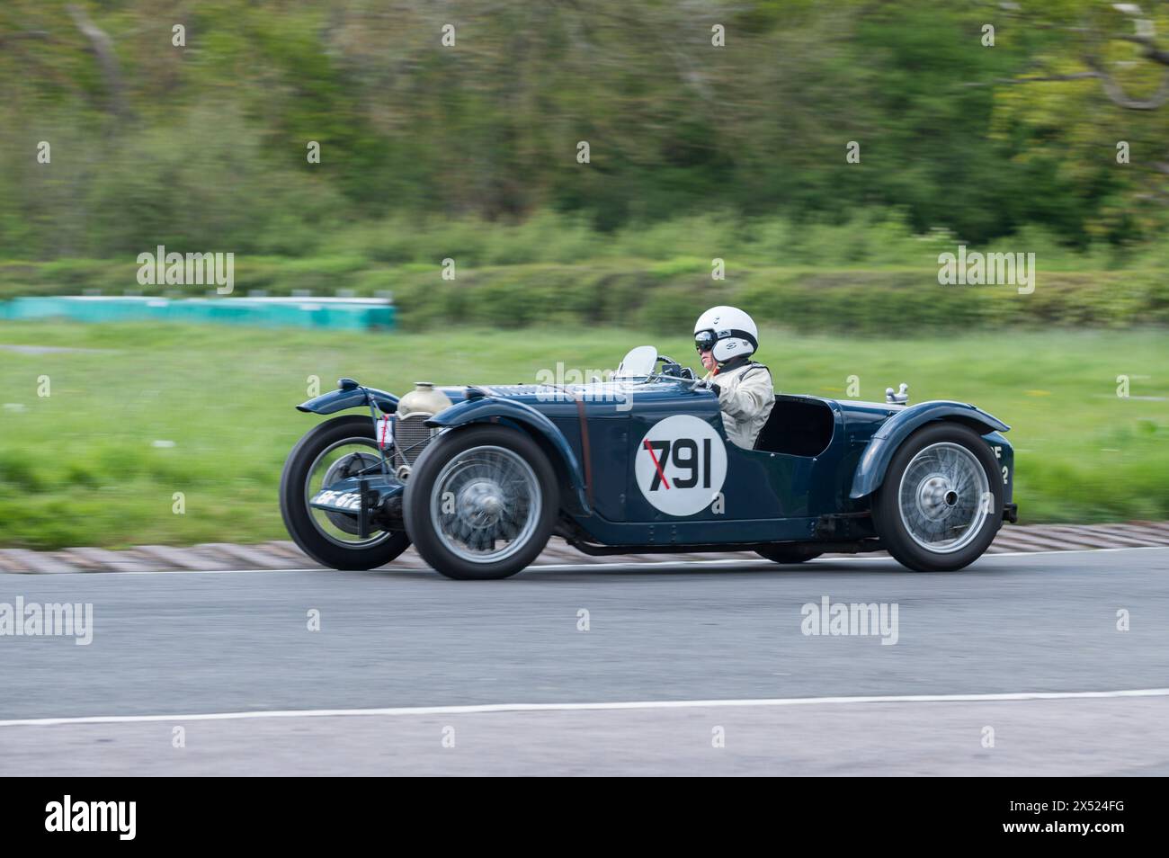 Vintage open top cars competing in the V.S.C.C. Curborough Speed trials ...