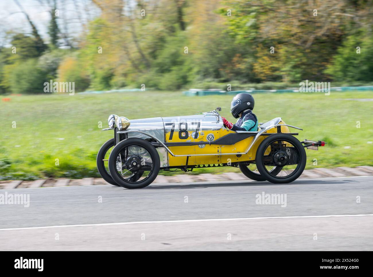 Vintage open top cars competing in the V.S.C.C. Curborough Speed trials ...
