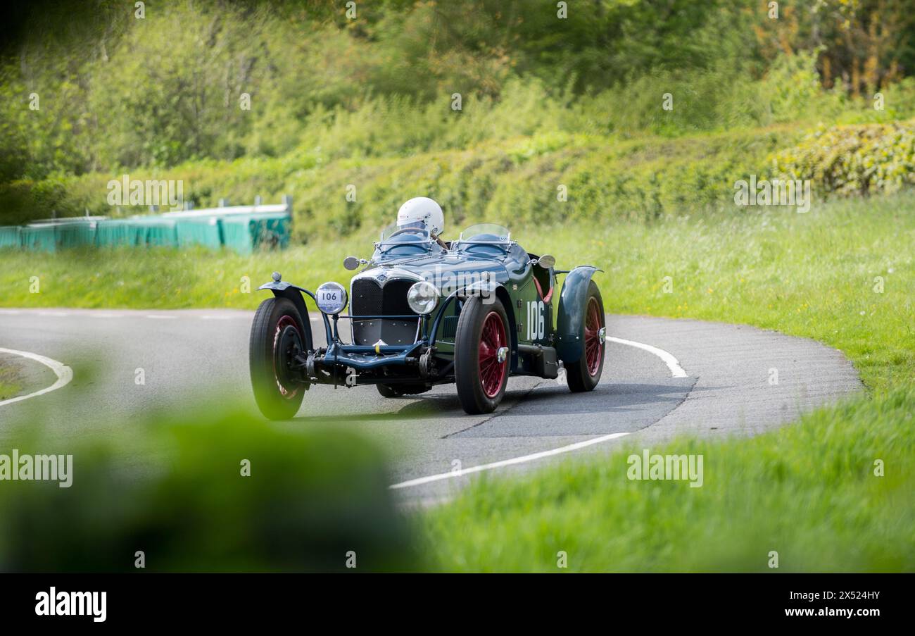 Vintage open top cars competing in the V.S.C.C. Curborough Speed trials ...