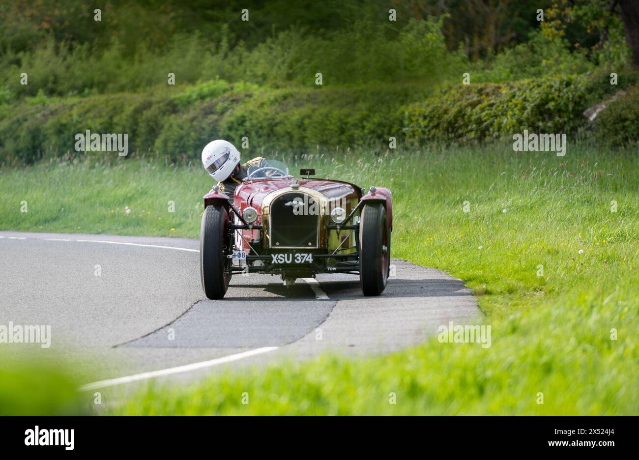 Vintage open top cars competing in the V.S.C.C. Curborough Speed trials ...