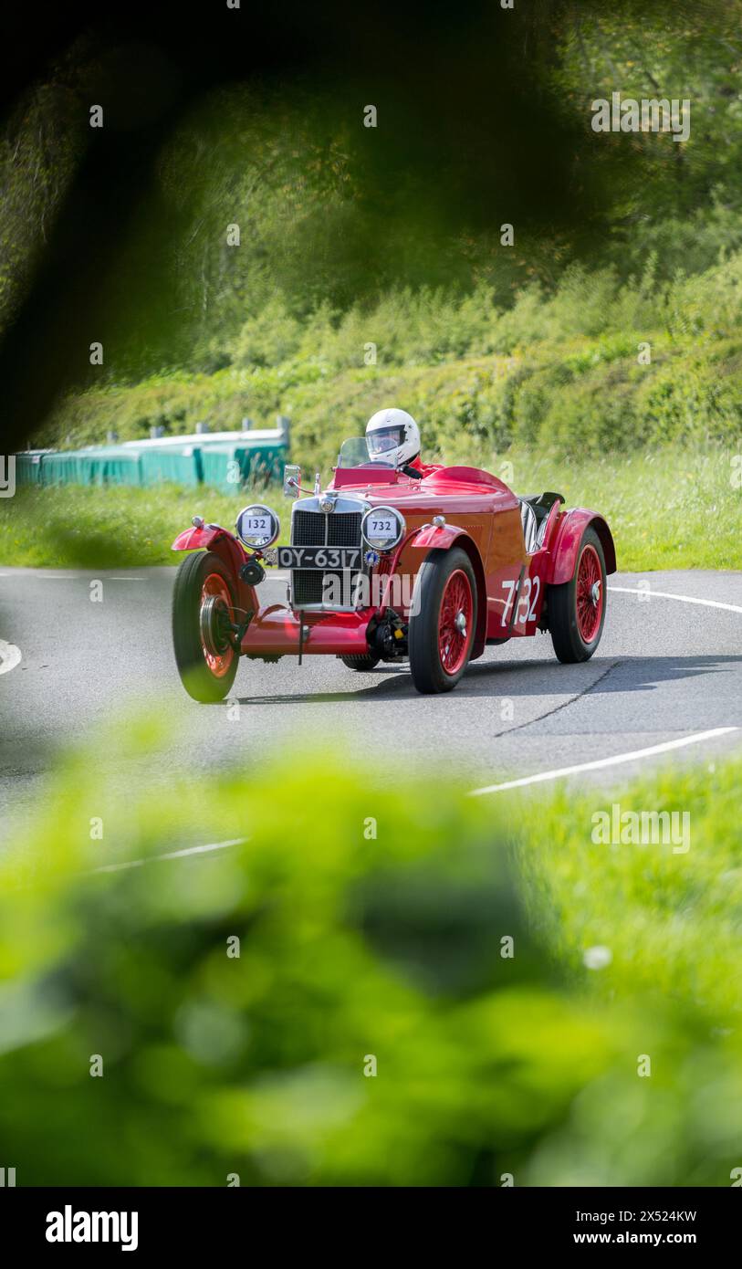 Vintage open top cars competing in the V.S.C.C. Curborough Speed trials ...