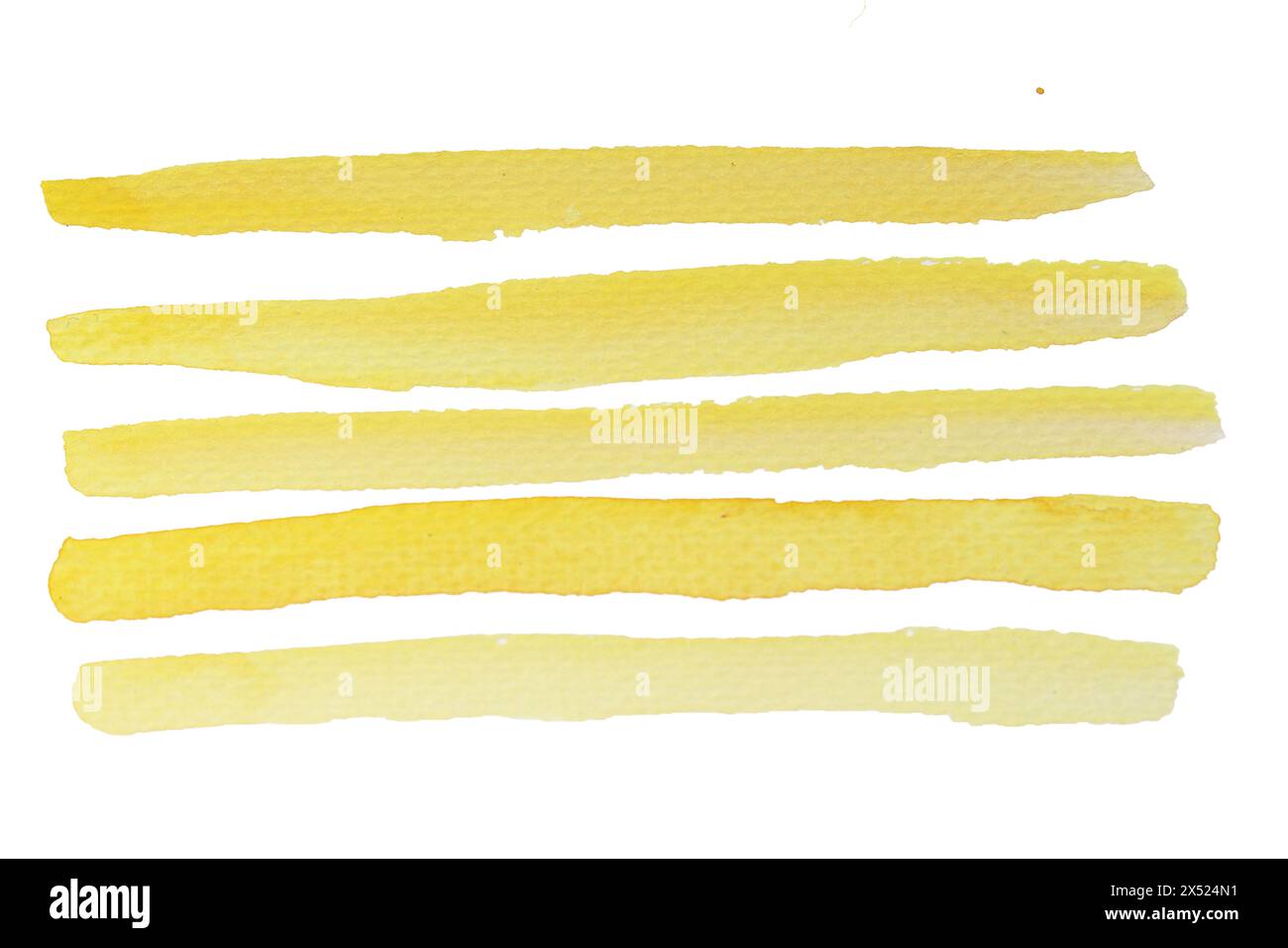 Abstract hand drawn yellow watercolor lines isolated on white ...