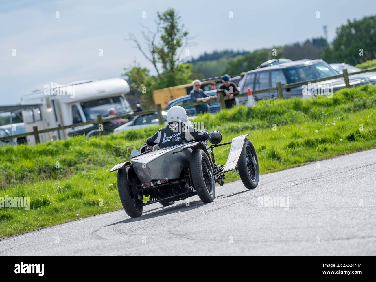 Vintage open top cars competing in the V.S.C.C. Curborough Speed trials ...