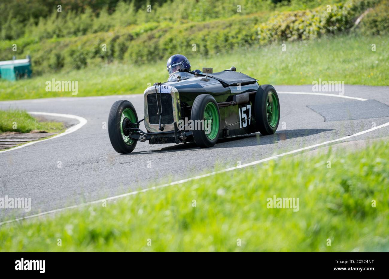 Vintage open top cars competing in the V.S.C.C. Curborough Speed trials ...