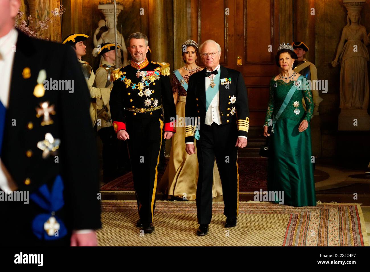 King Frederick X and King Carl 16. Gustaf arrive. King Frederick X and ...