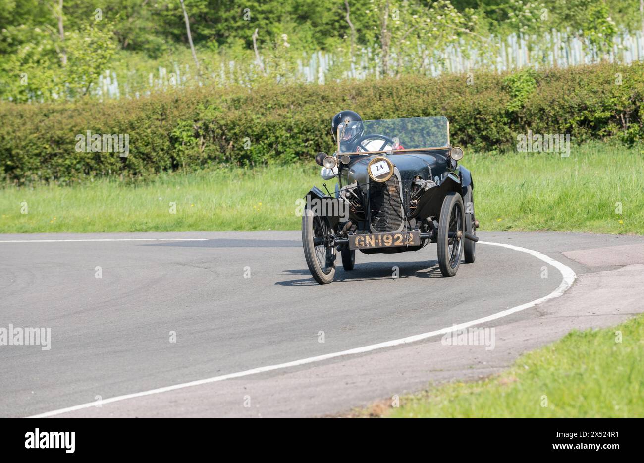 Vintage open top cars competing in the V.S.C.C. Curborough Speed trials ...