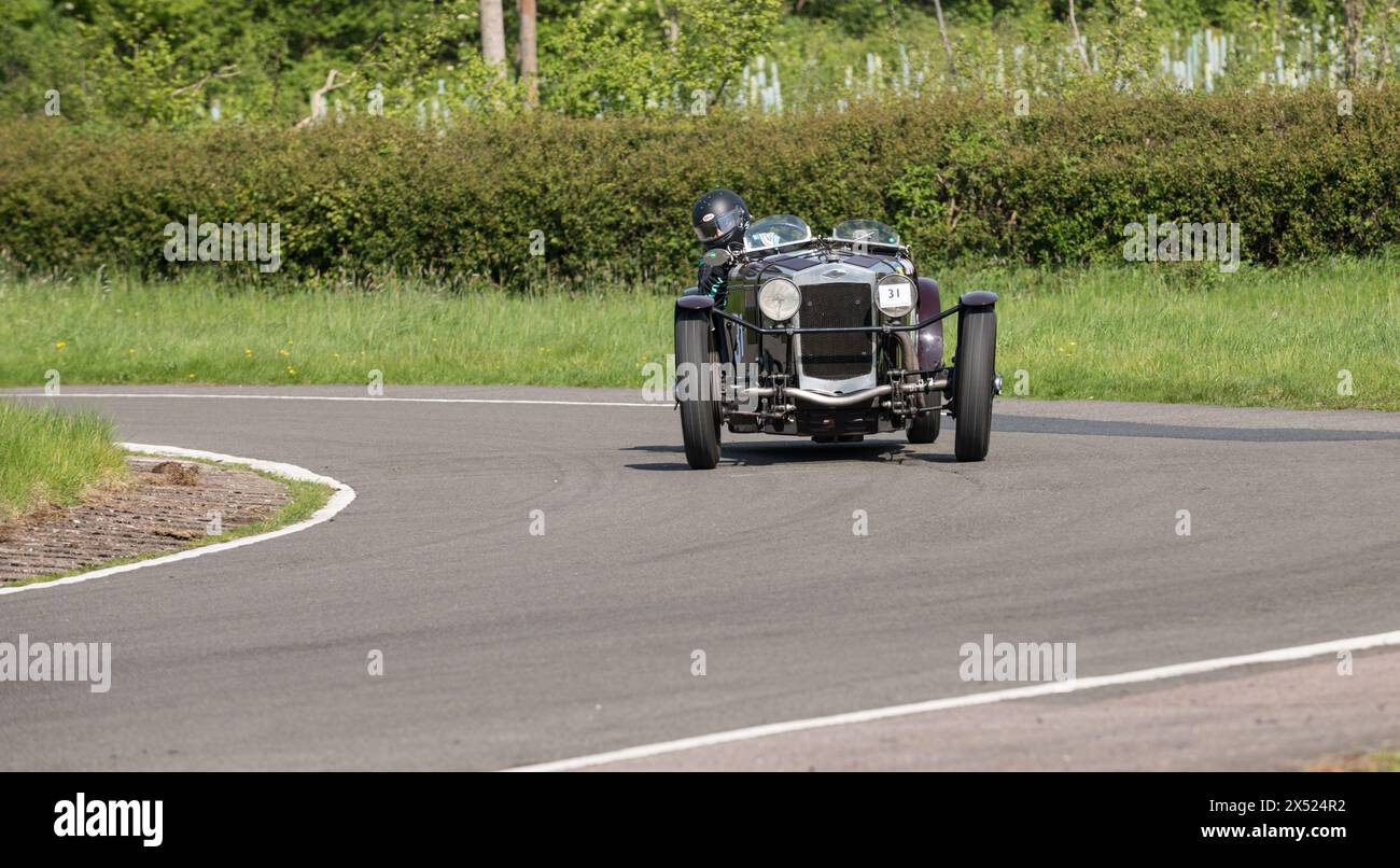 Vintage open top cars competing in the V.S.C.C. Curborough Speed trials ...