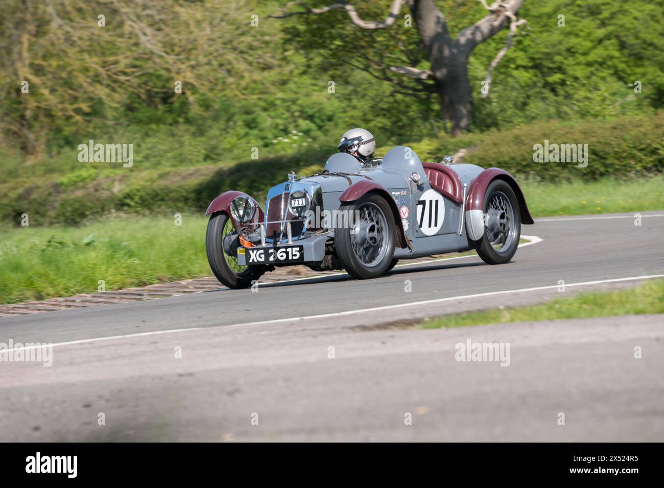 Vintage open top cars competing in the V.S.C.C. Curborough Speed trials ...