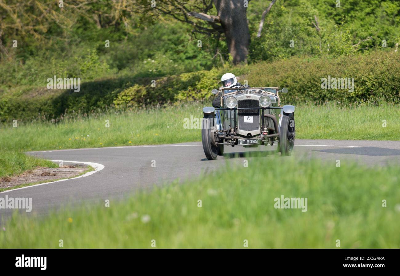 Vintage open top cars competing in the V.S.C.C. Curborough Speed trials ...
