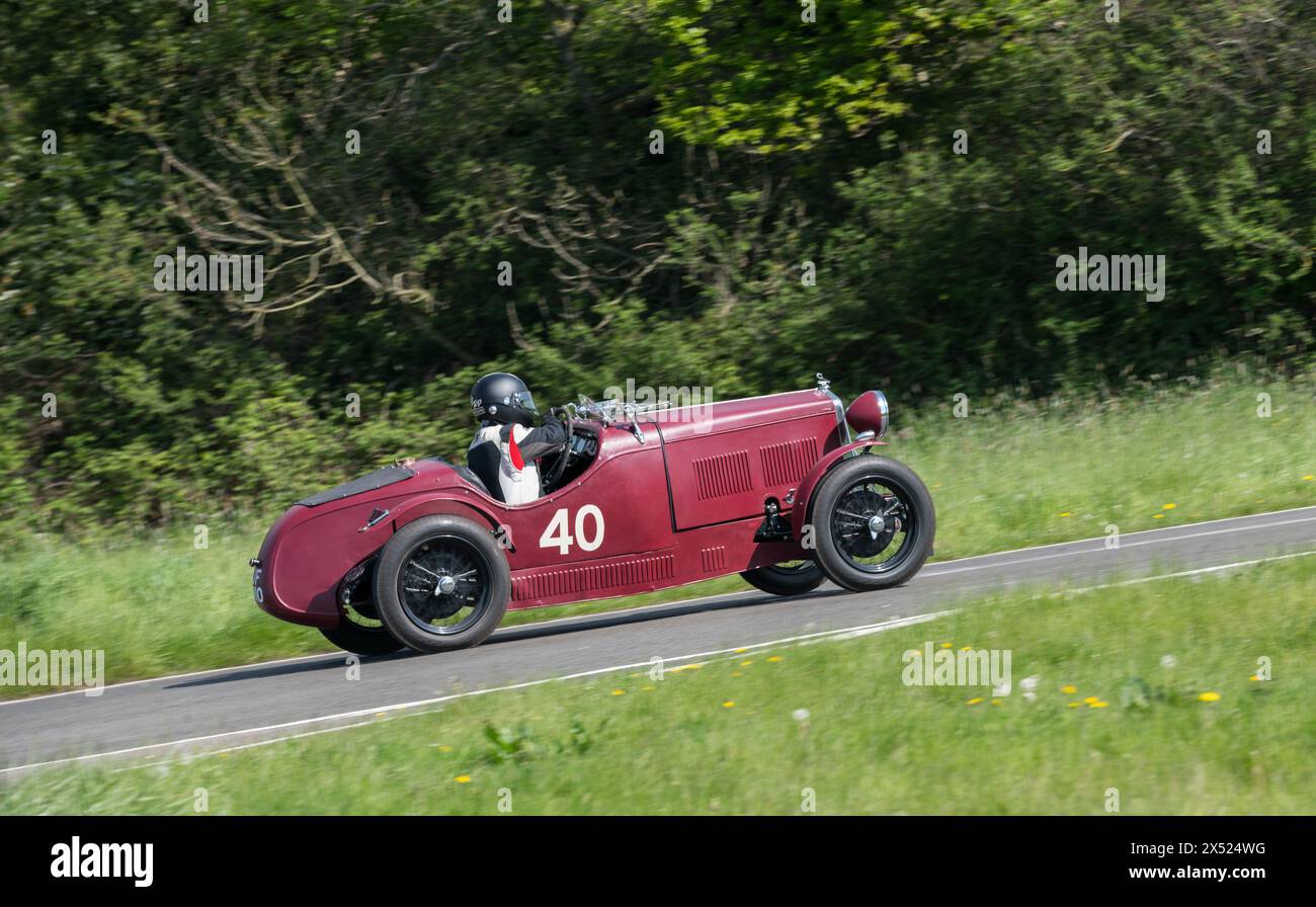 Vintage open top cars competing in the V.S.C.C. Curborough Speed trials ...