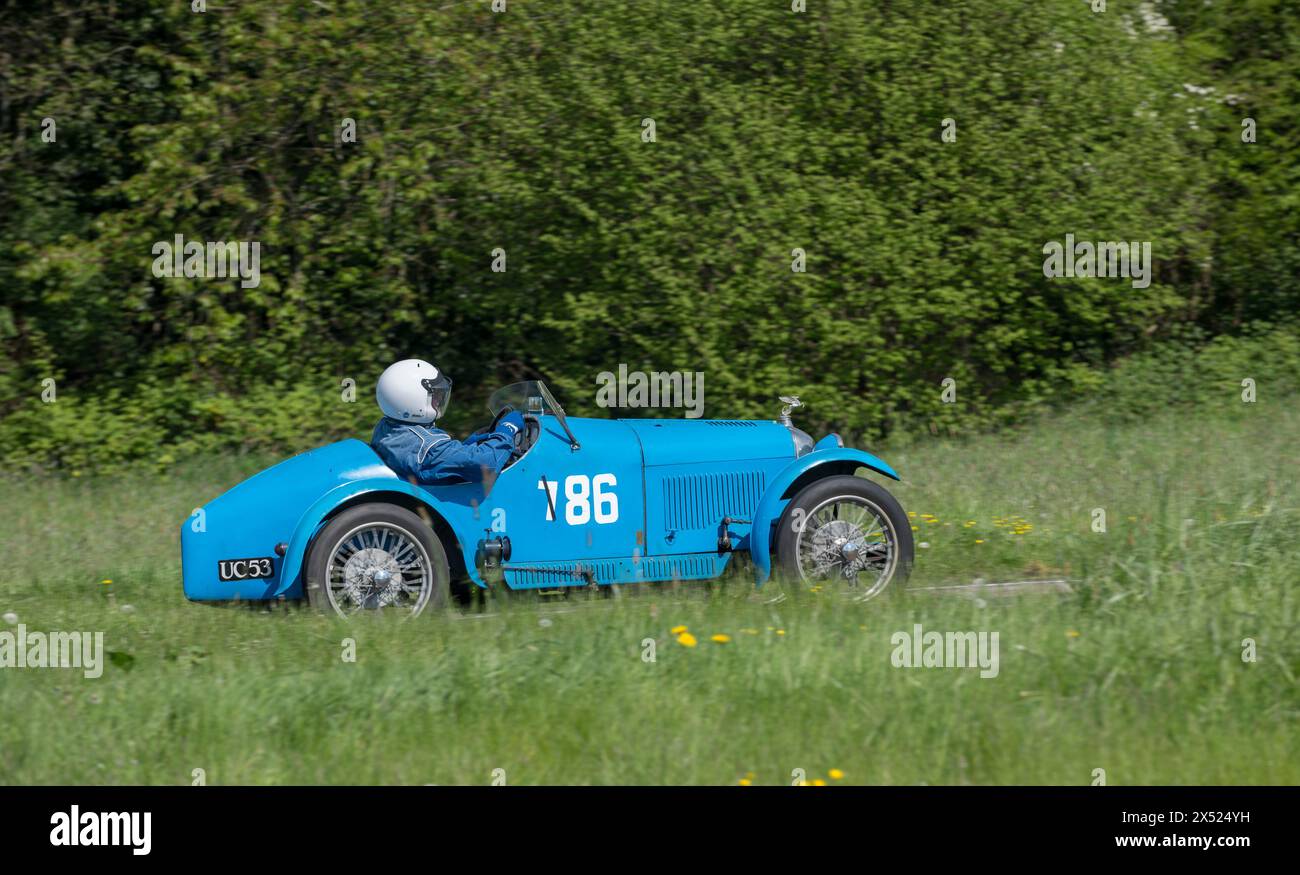 Vintage open top cars competing in the V.S.C.C. Curborough Speed trials ...