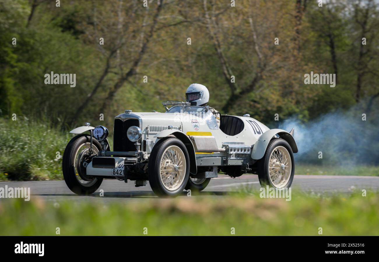 Vintage open top cars competing in the V.S.C.C. Curborough Speed trials ...