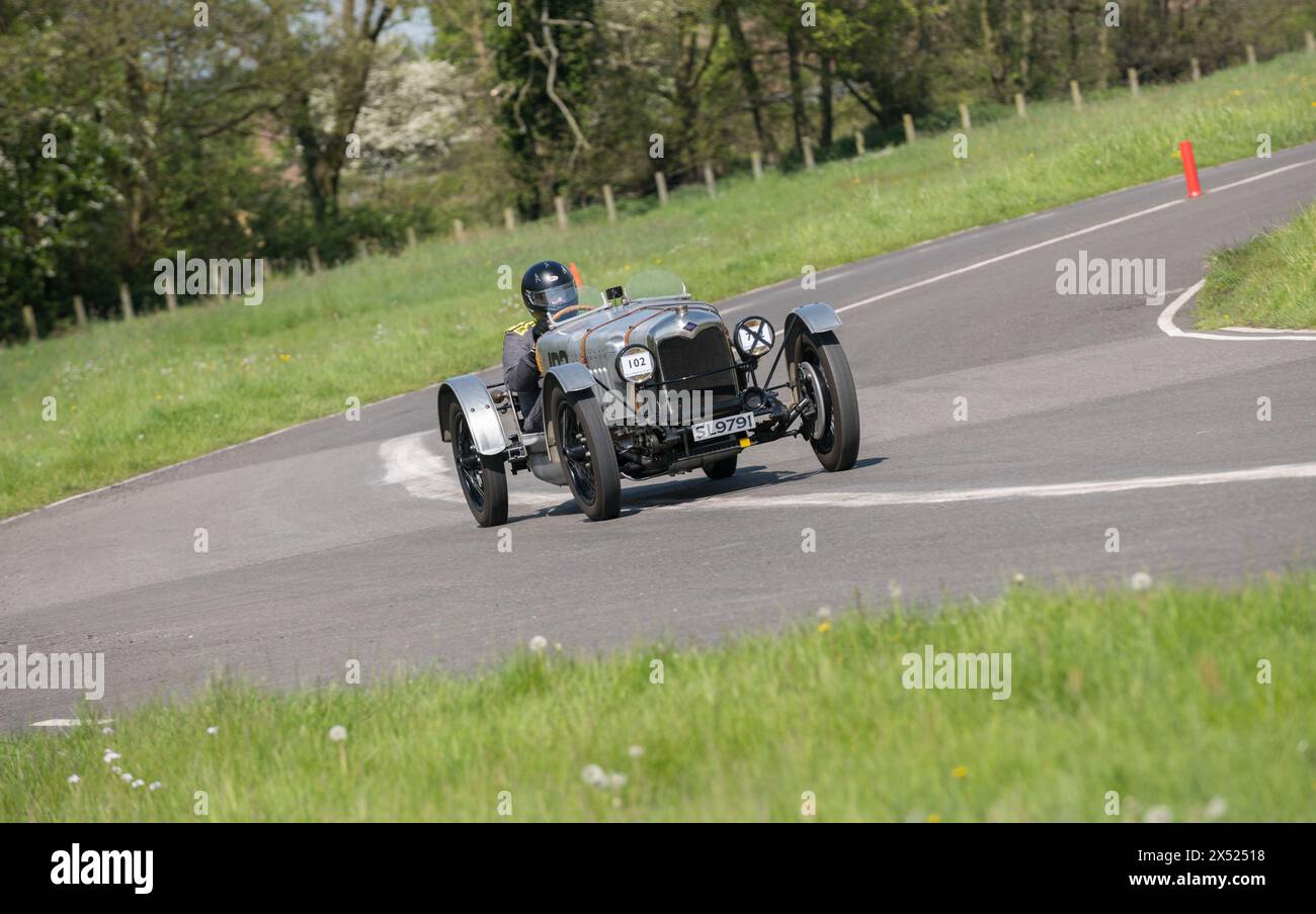 Vintage open top cars competing in the V.S.C.C. Curborough Speed trials ...