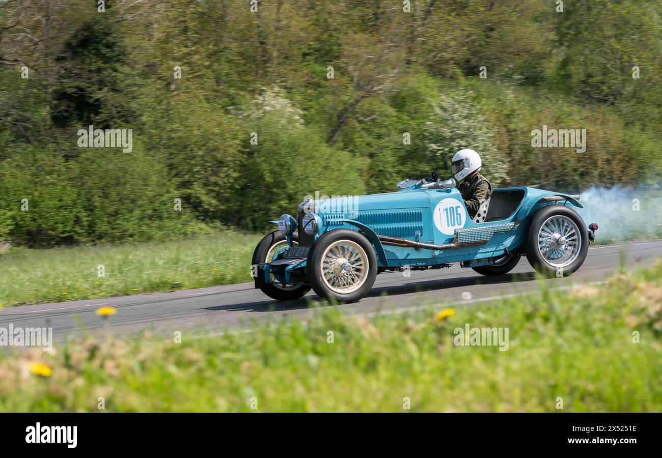 Vintage open top cars competing in the V.S.C.C. Curborough Speed trials ...