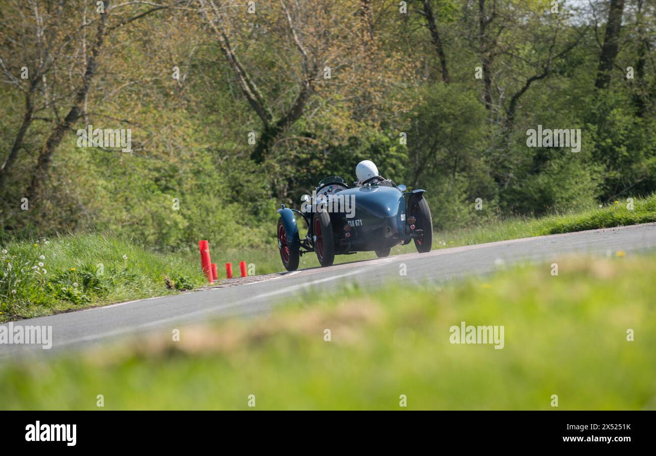 Vintage open top cars competing in the V.S.C.C. Curborough Speed trials ...