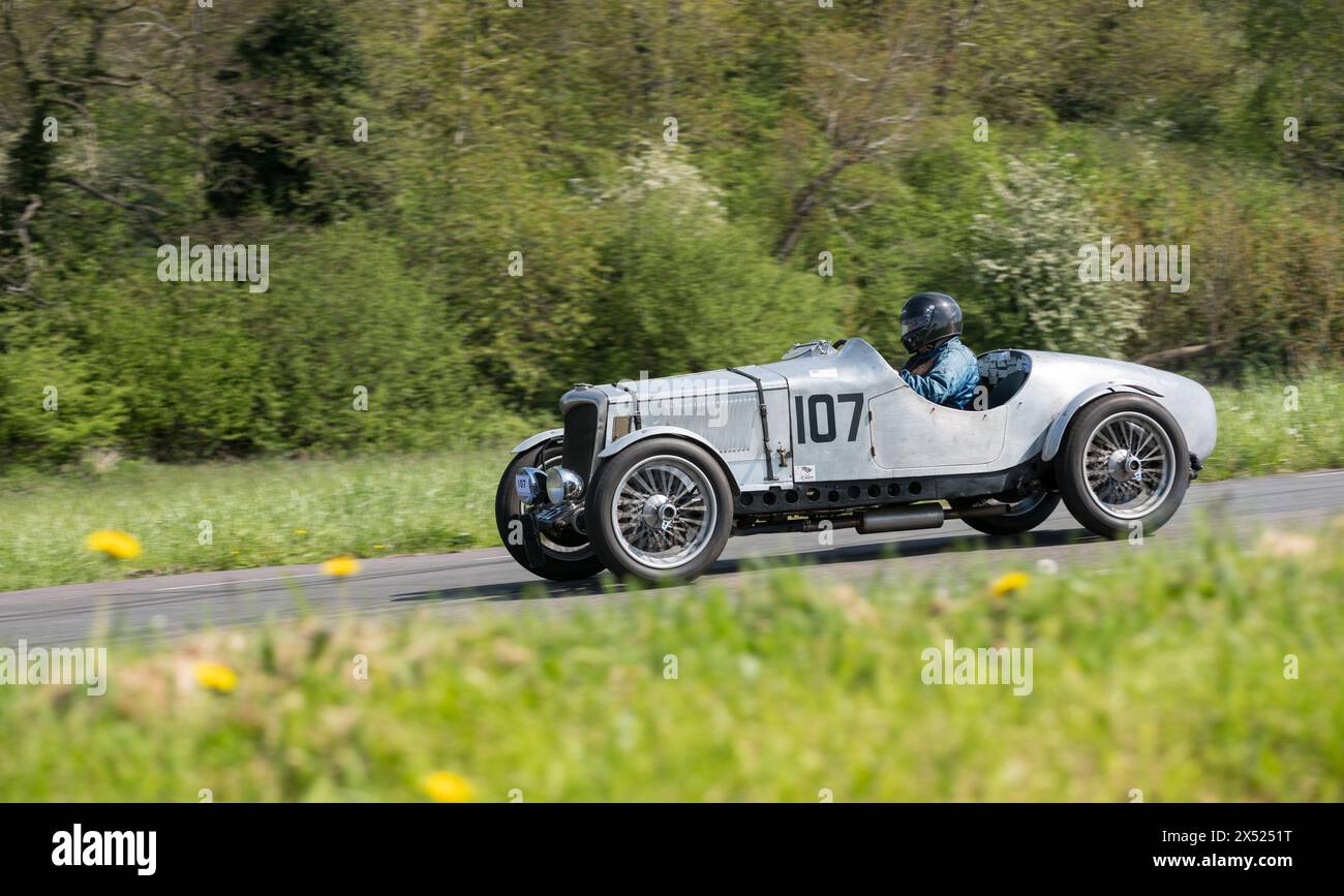 Vintage open top cars competing in the V.S.C.C. Curborough Speed trials ...
