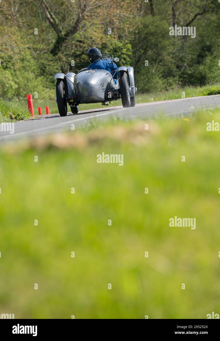 Vintage open top cars competing in the V.S.C.C. Curborough Speed trials ...