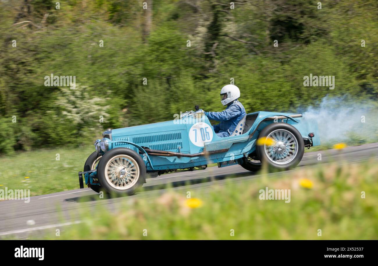 Vintage open top cars competing in the V.S.C.C. Curborough Speed trials ...