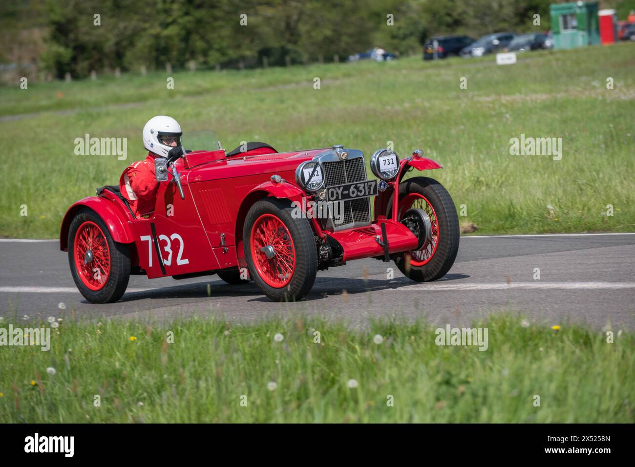 Vintage open top cars competing in the V.S.C.C. Curborough Speed trials ...