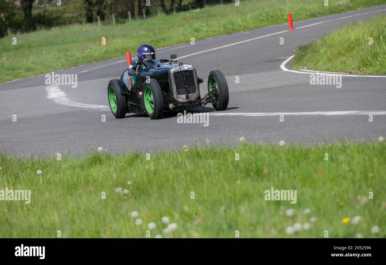 Vintage open top cars competing in the V.S.C.C. Curborough Speed trials ...