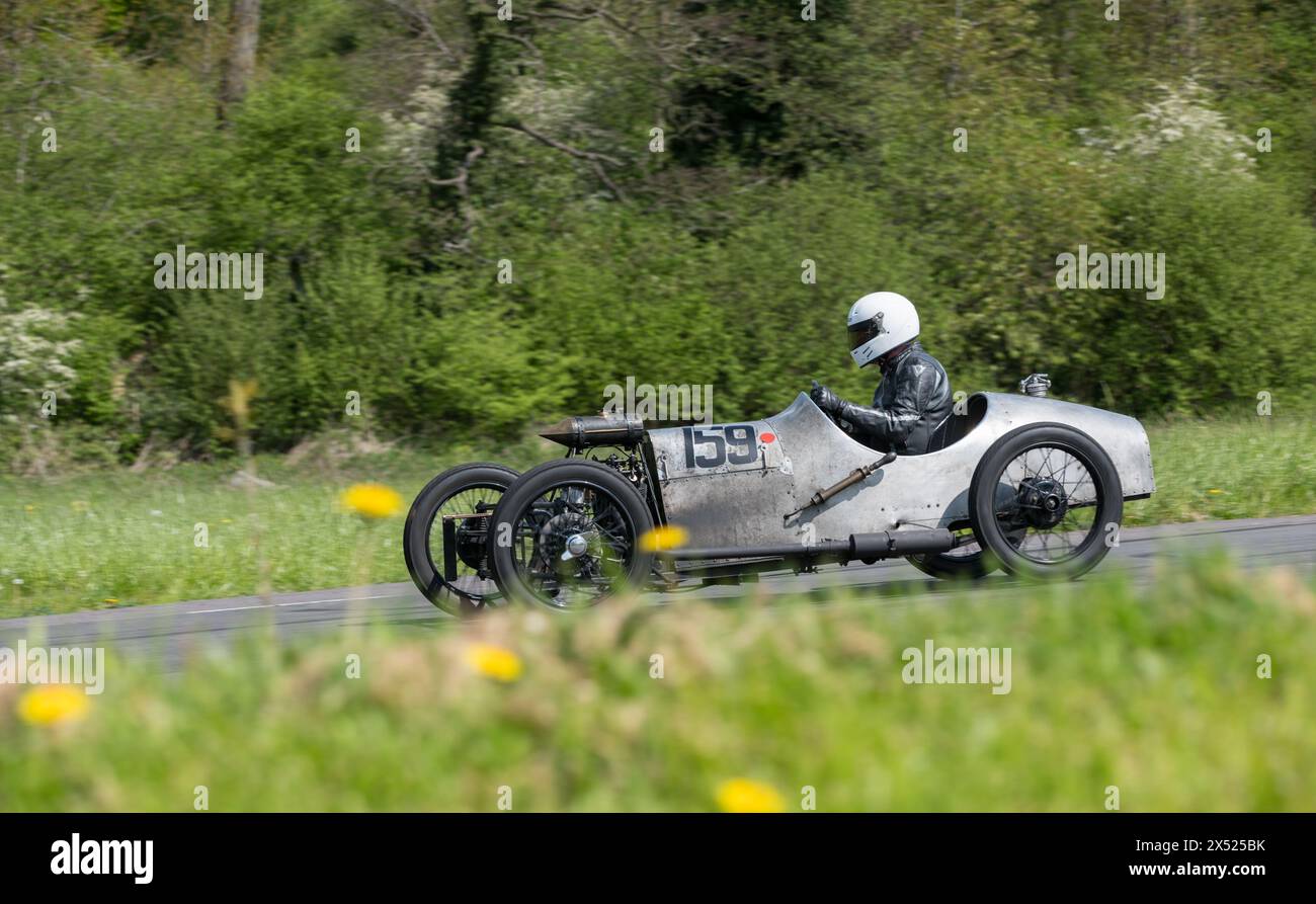Vintage open top cars competing in the V.S.C.C. Curborough Speed trials ...