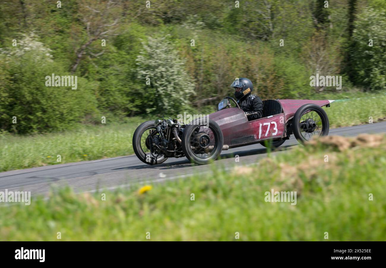 Vintage open top cars competing in the V.S.C.C. Curborough Speed trials ...