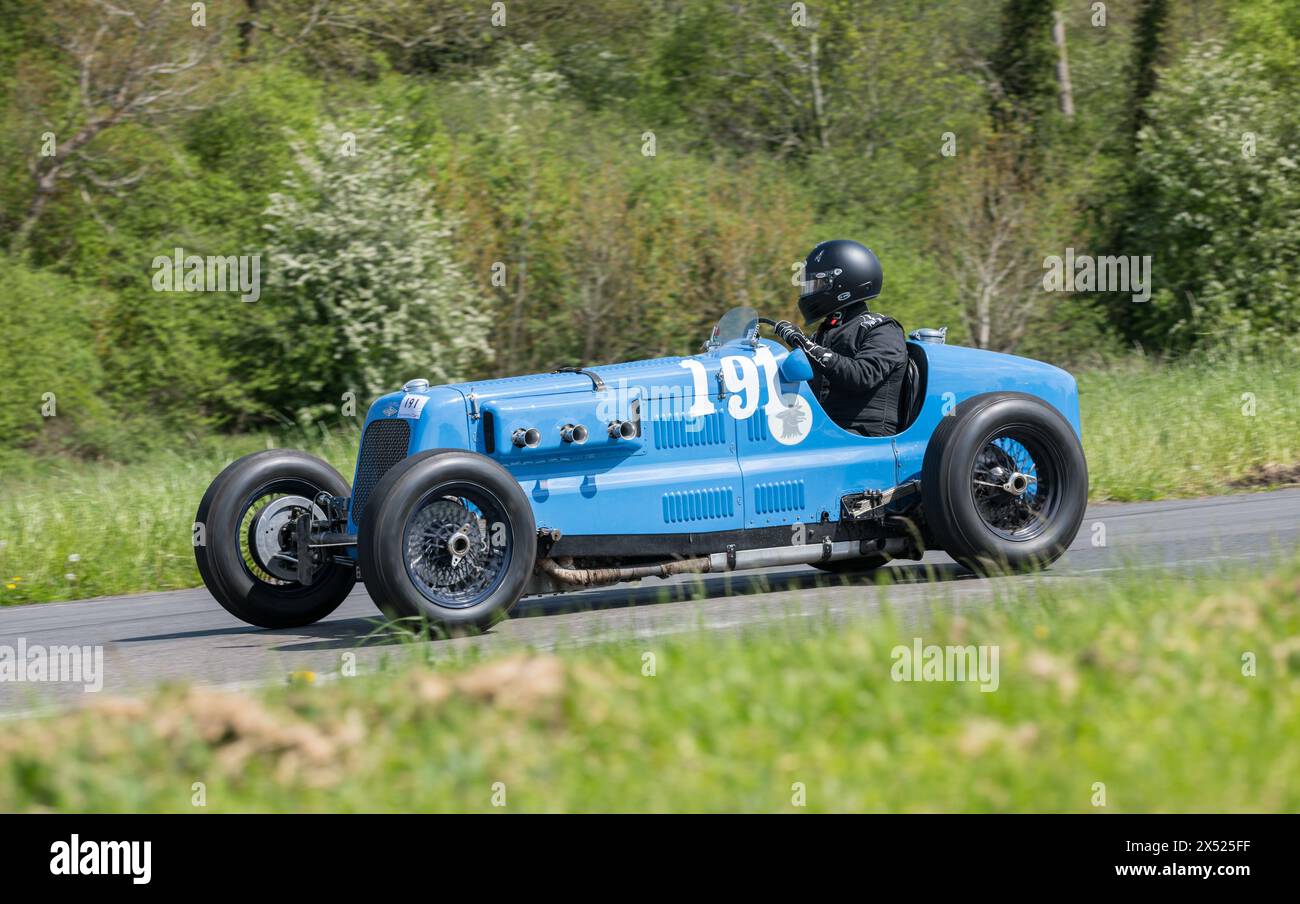 Vintage open top cars competing in the V.S.C.C. Curborough Speed trials ...