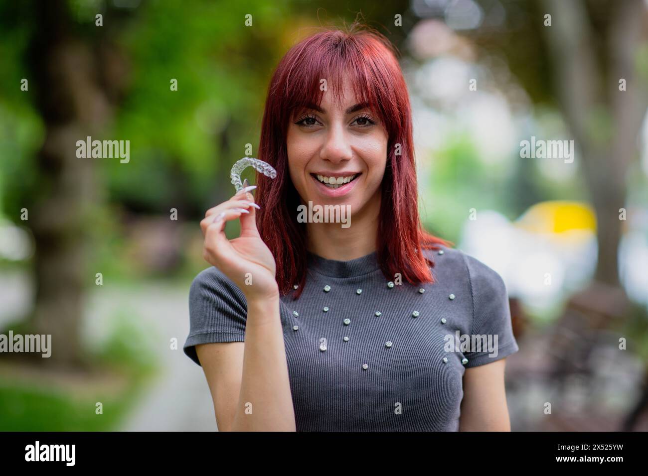 Beautiful Smiling Turkish Woman with invisible teeth bracket aligner ...