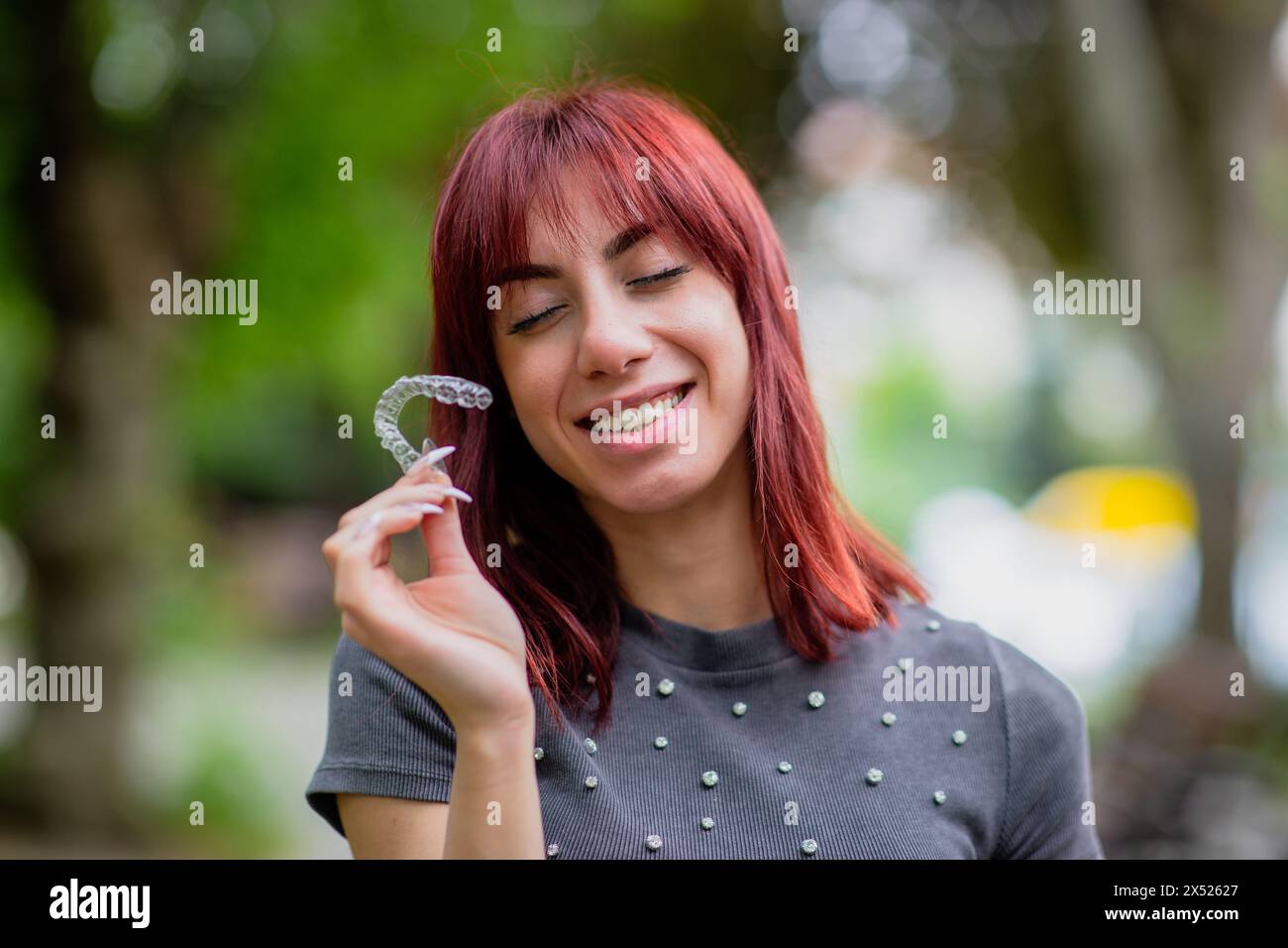 Beautiful Smiling Turkish Woman with invisible teeth bracket aligner ...