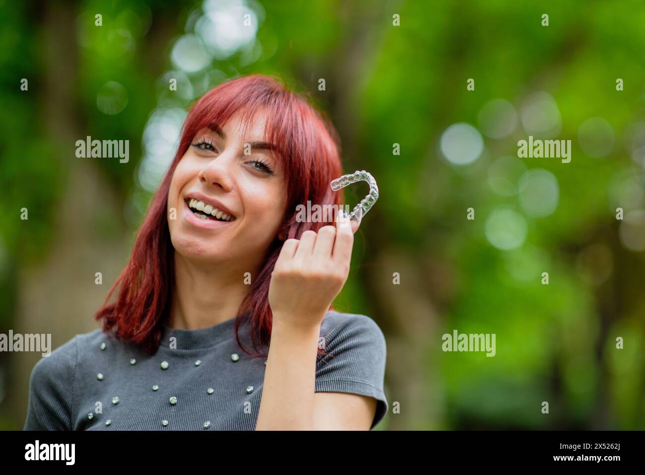 Beautiful Smiling Turkish Woman with invisible teeth bracket aligner ...