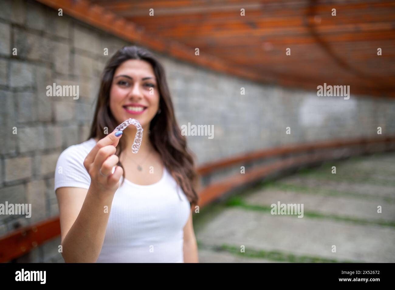 Beautiful Smiling Turkish Woman with invisible teeth bracket aligner ...