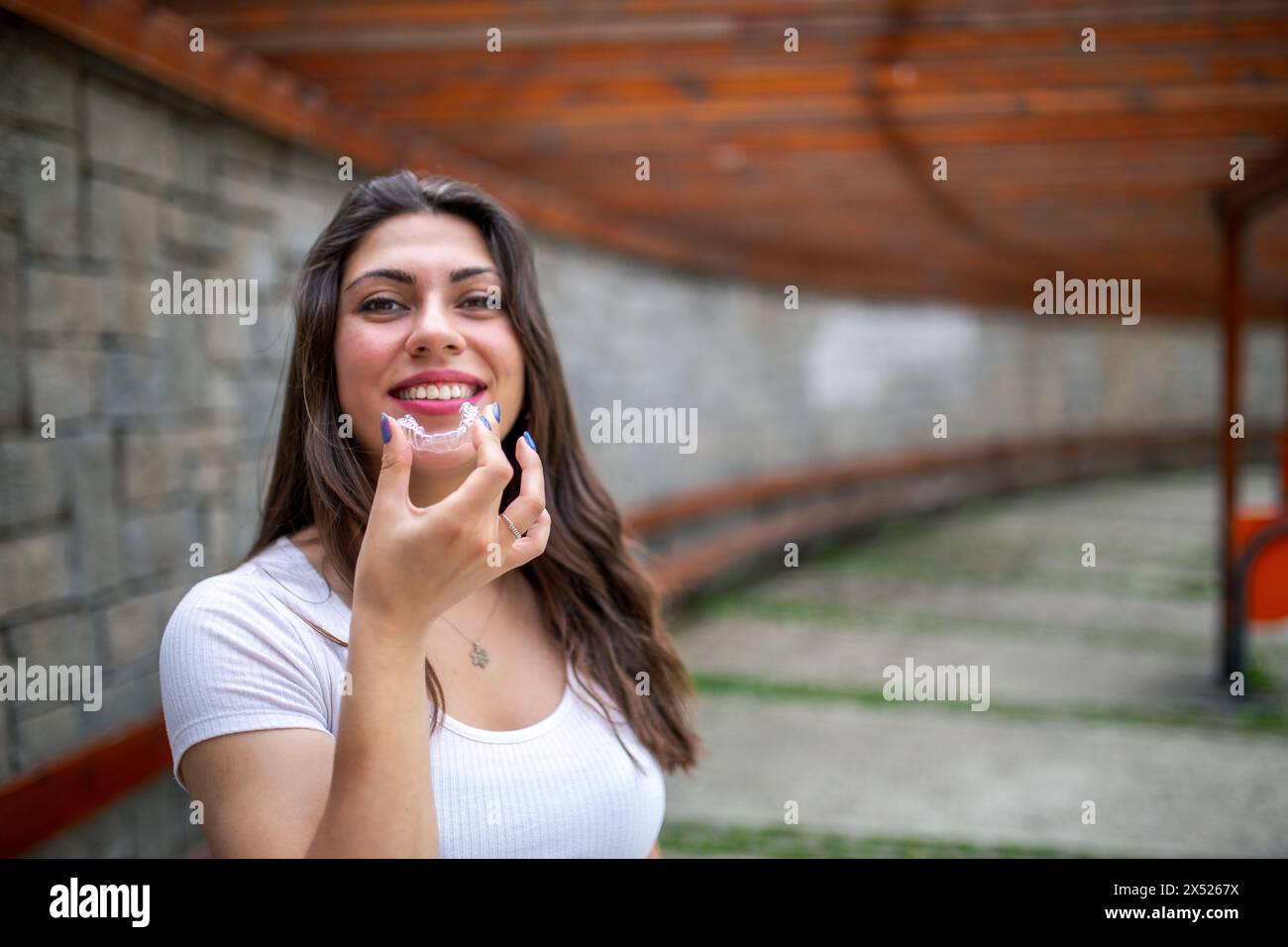 Beautiful Smiling Turkish Woman with invisible teeth bracket aligner ...