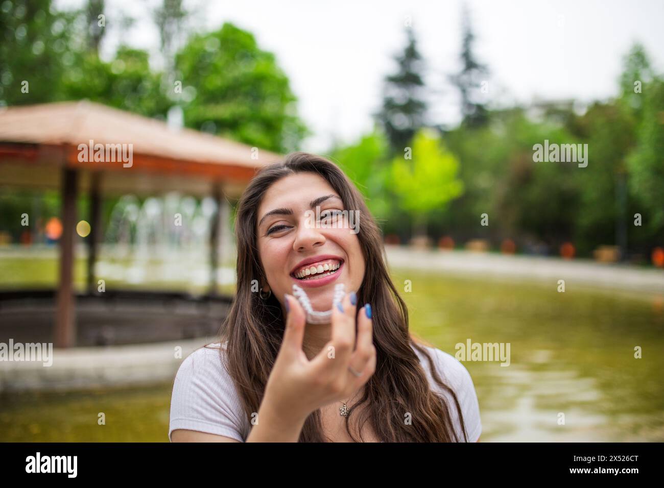 Beautiful Smiling Turkish Woman with invisible teeth bracket aligner ...