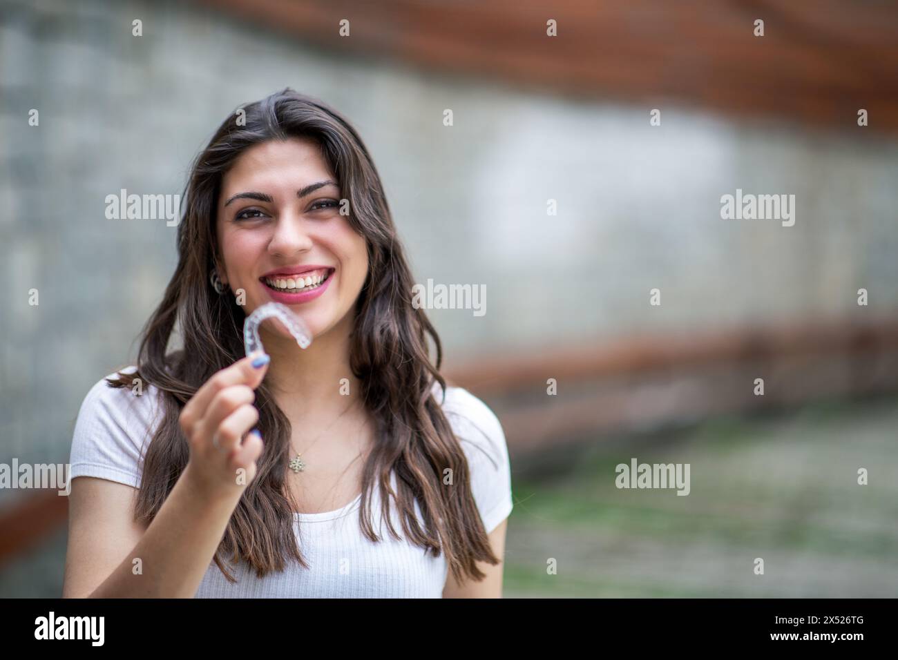 Beautiful Smiling Turkish Woman with invisible teeth bracket aligner ...